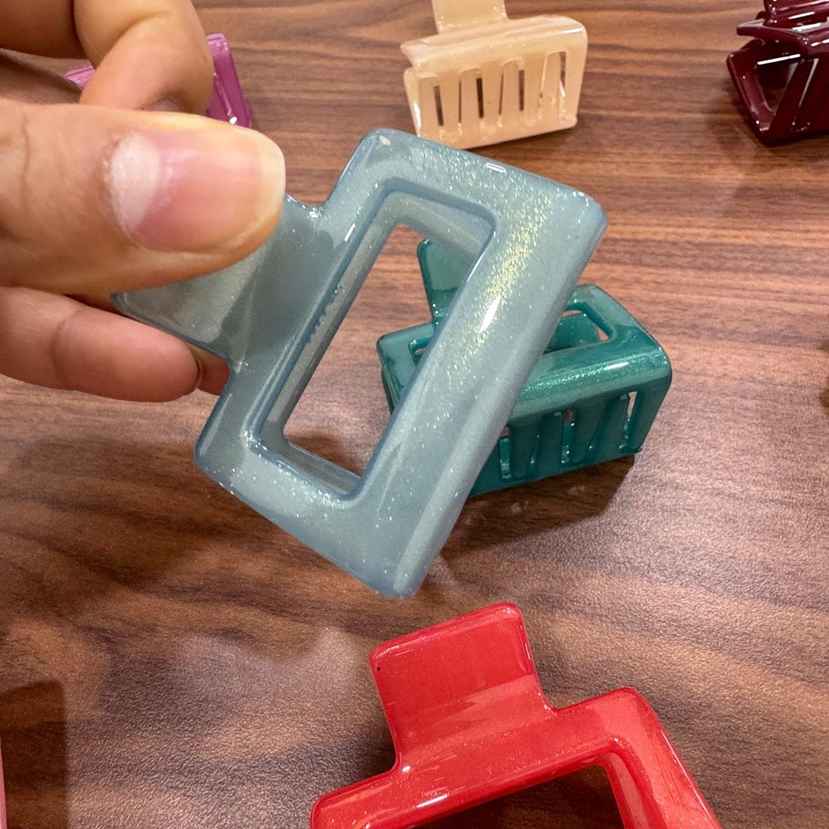 Rectangle Claw Clips - Micro shimmer – Hair Love India